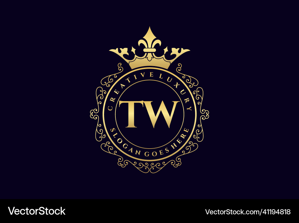 Tw initial letter luxury calligraphic feminine Vector Image