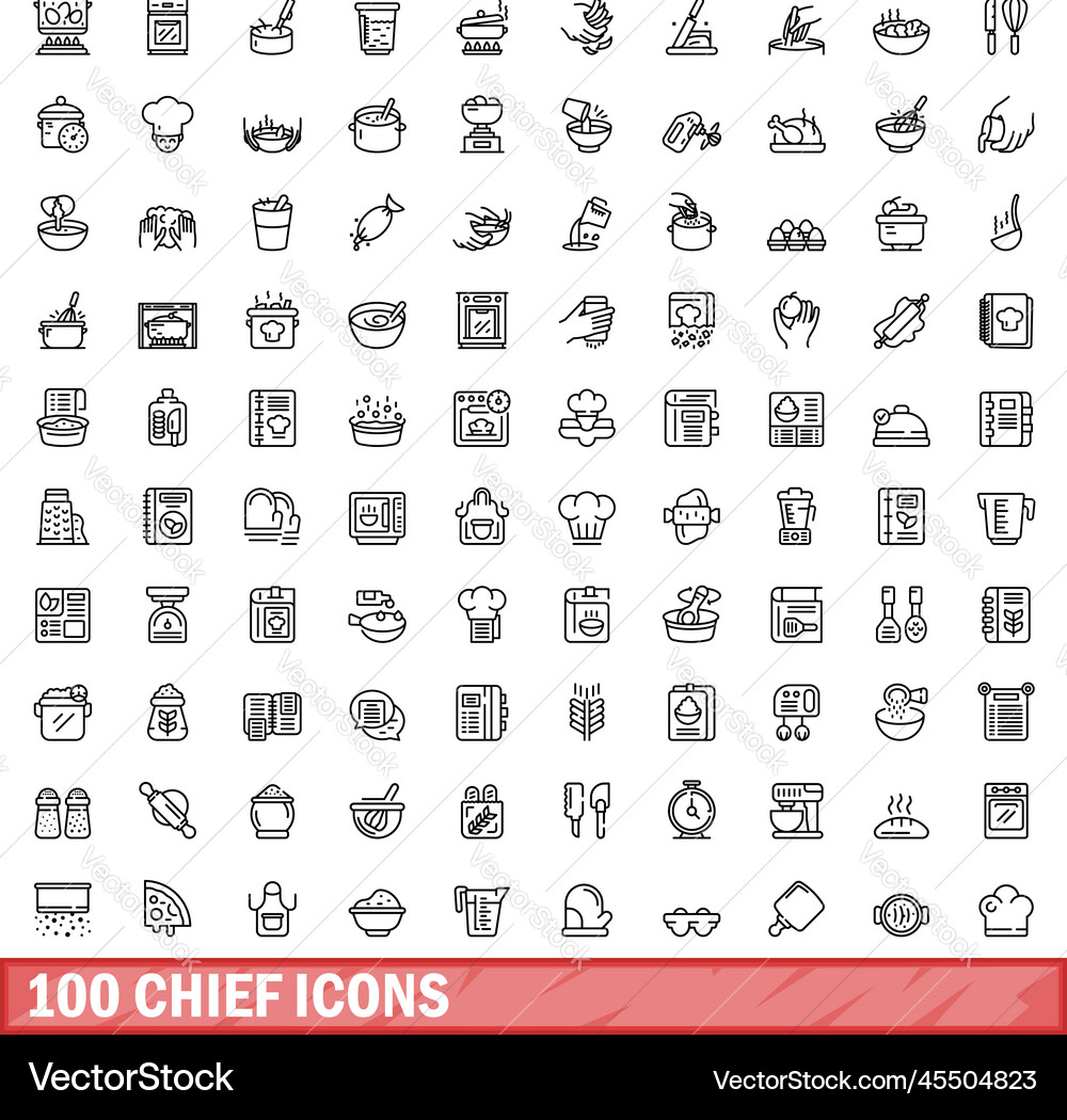 100 chief icons set outline style Royalty Free Vector Image