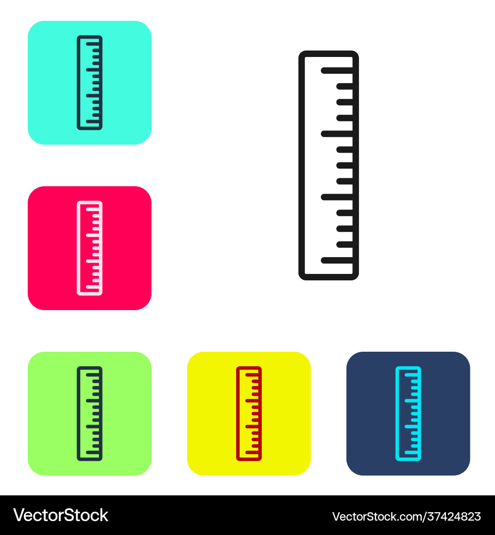 Black line ruler icon isolated on white background