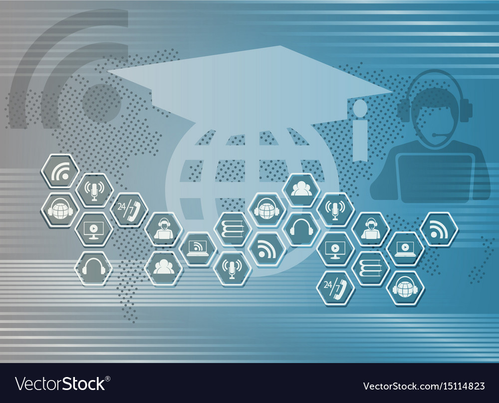 Blue internet background c characters e-learning Vector Image