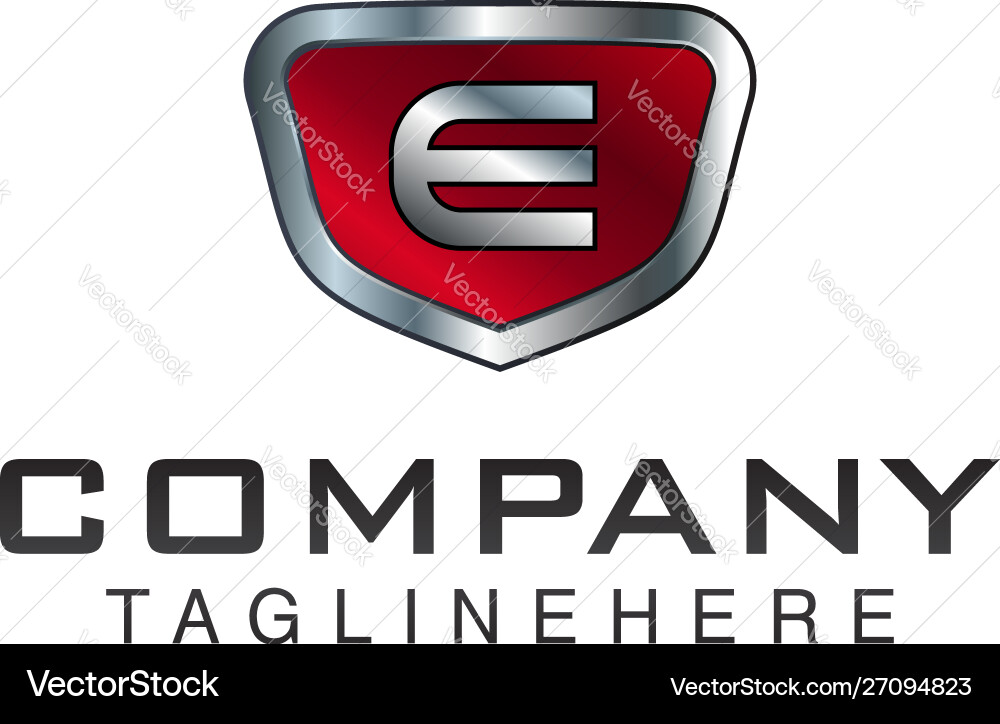 E letter shield logo template black and red color Vector Image