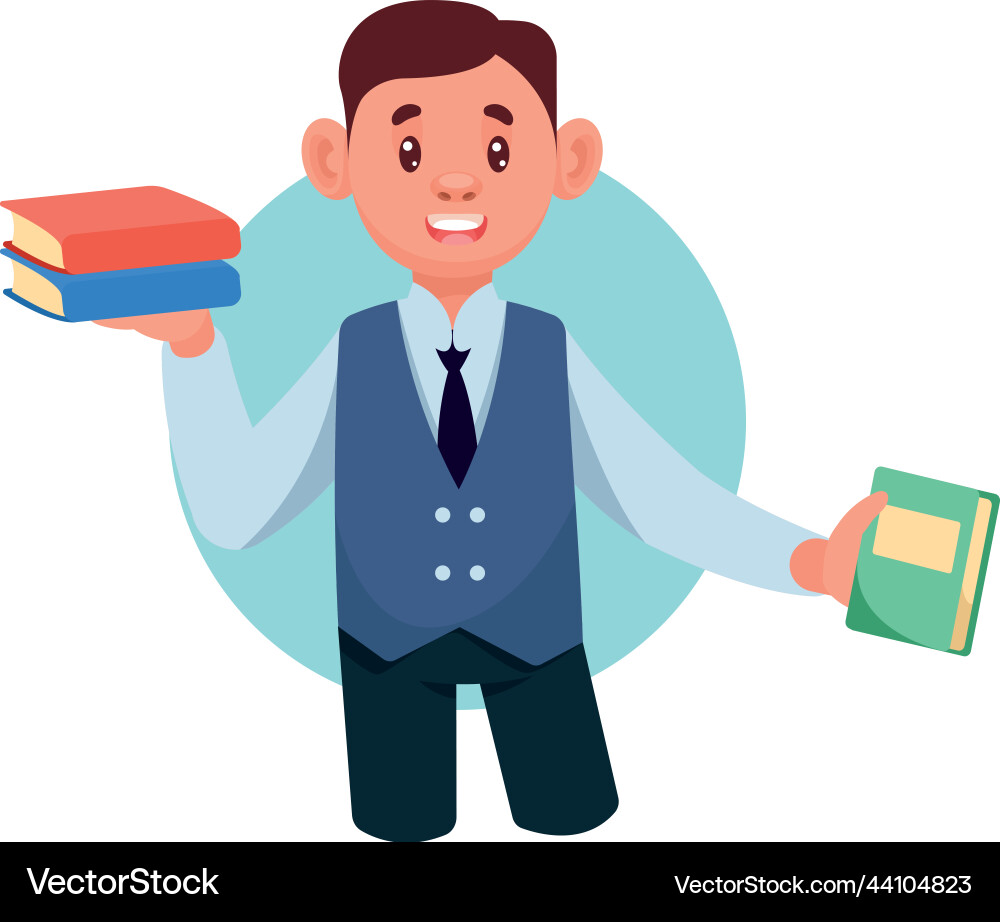 Elegant male reader with books Royalty Free Vector Image