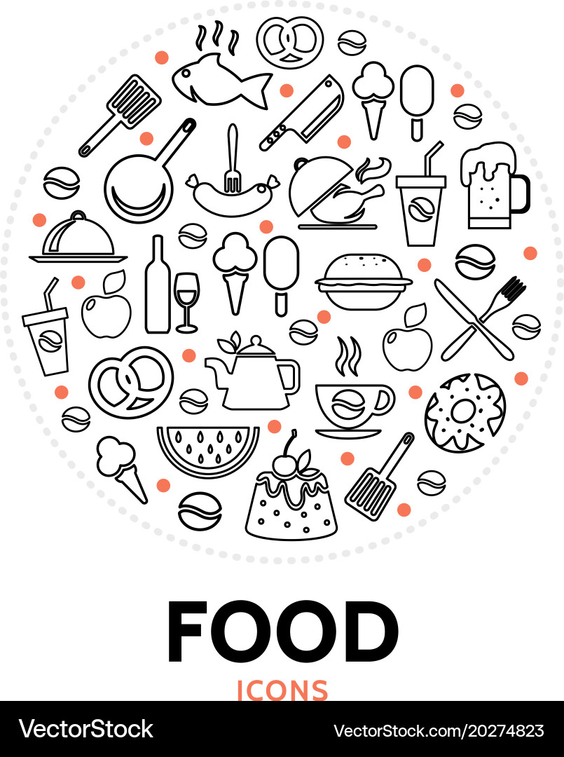 Food and cooking round concept Royalty Free Vector Image