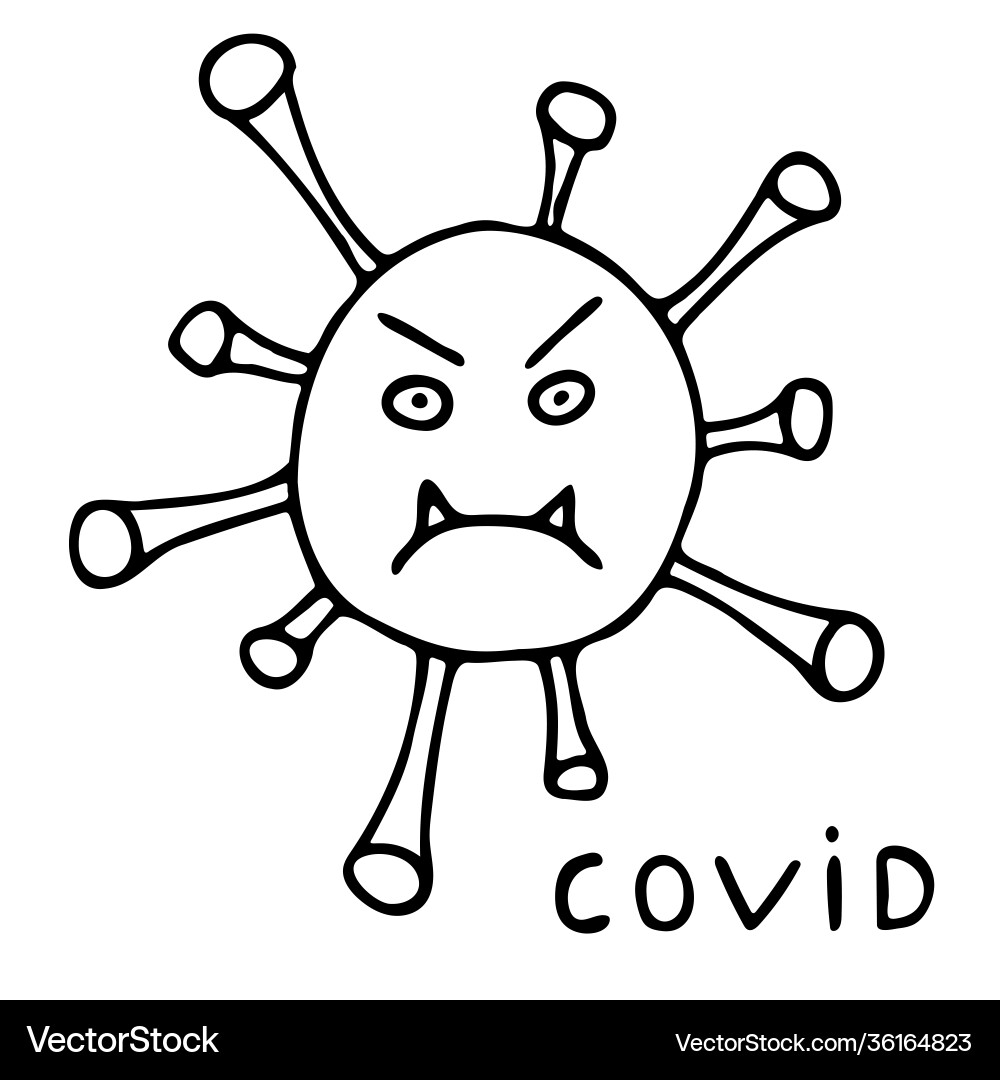 Hand drawn coronavirus line covid19 on white Vector Image