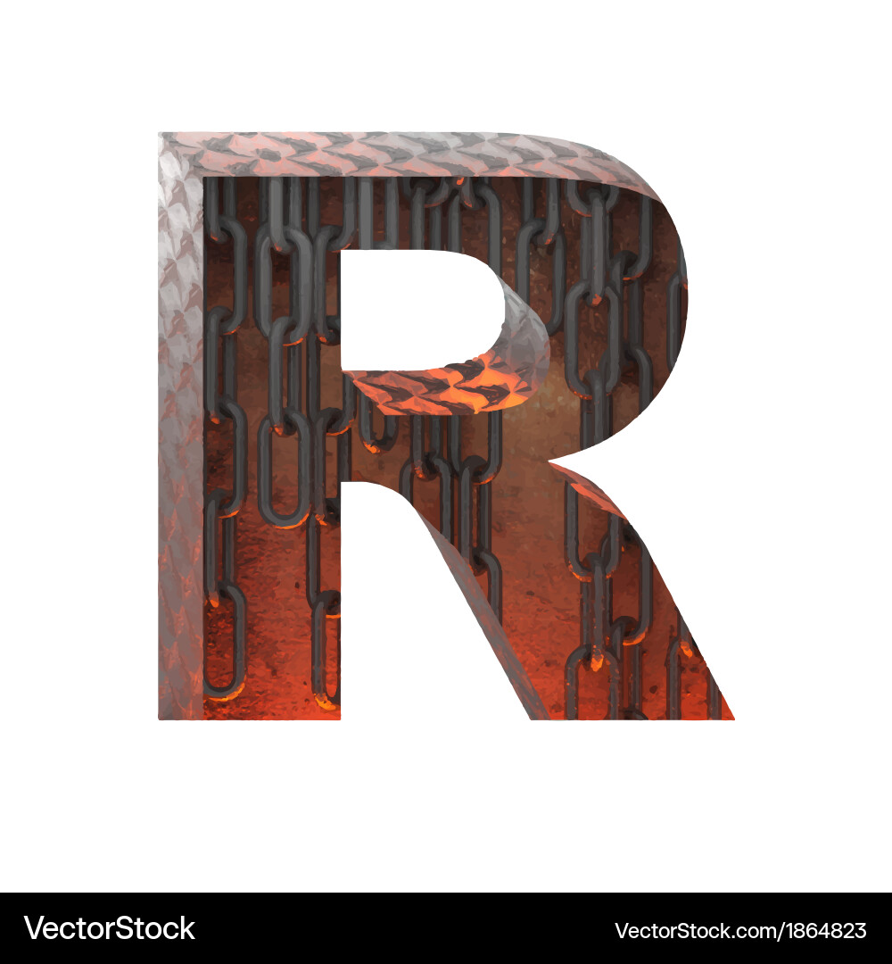 Hot metal cutted figure r Paste to any background Vector Image