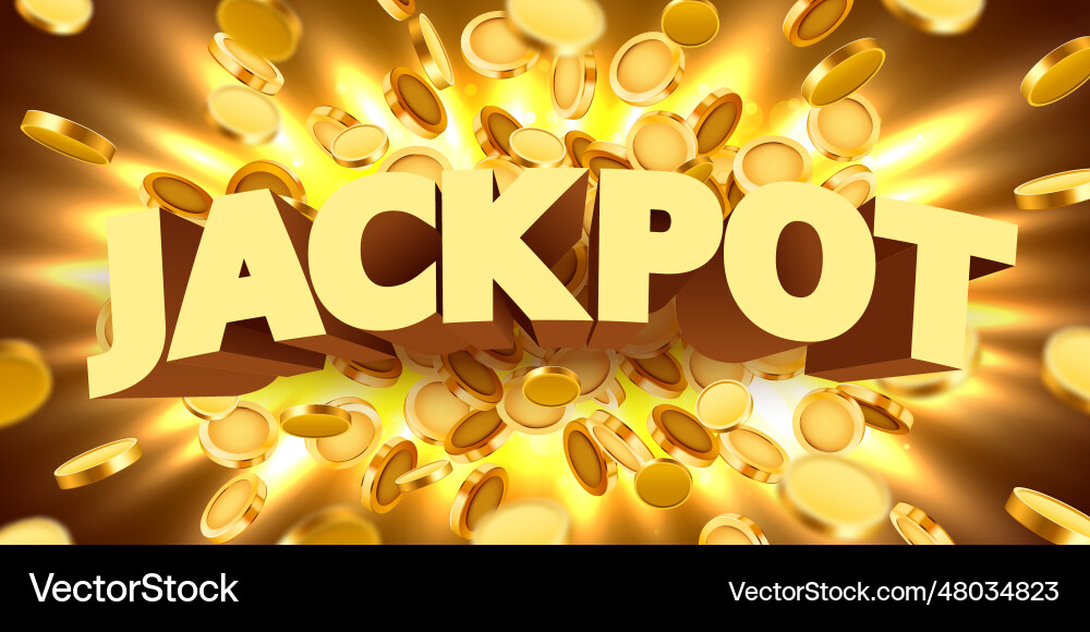 Jackpot sign with gold realistic 3d coins Vector Image