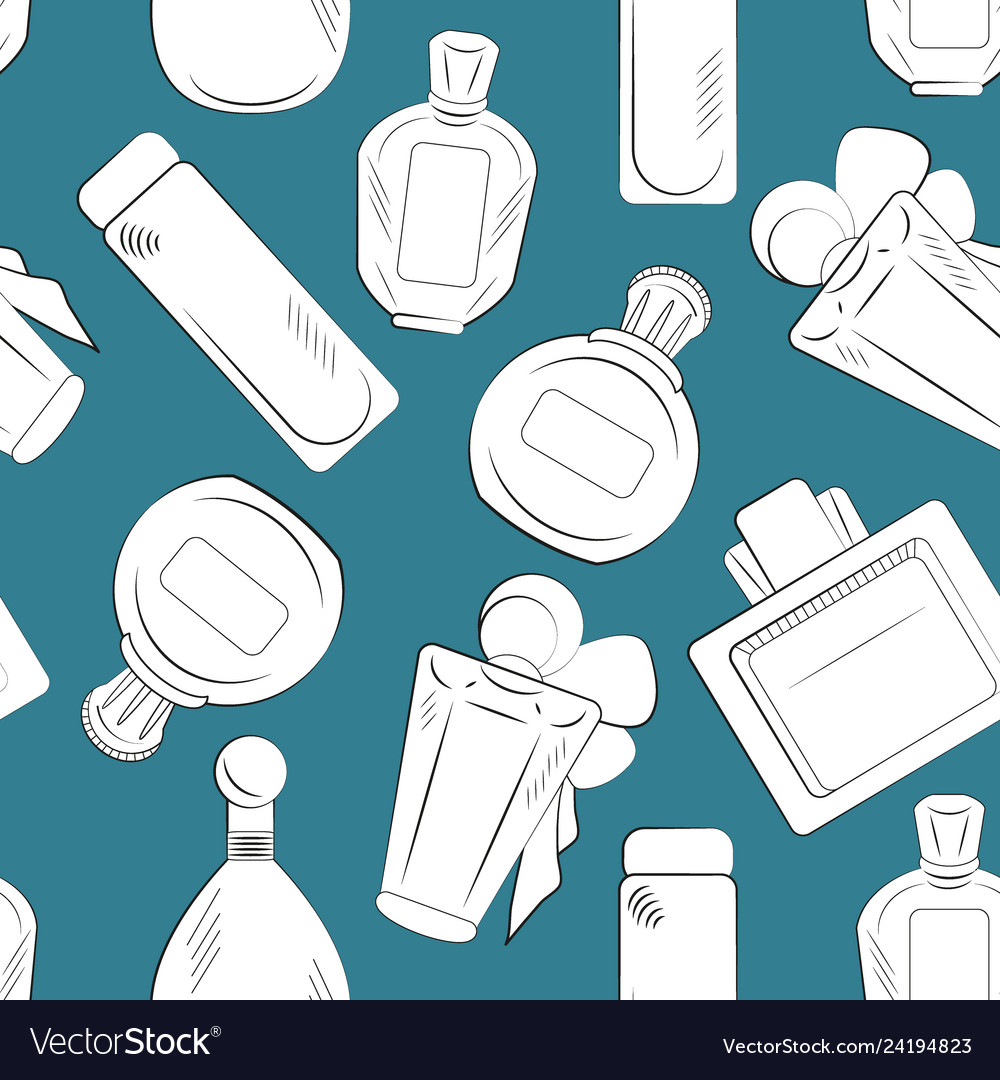 Outlined seamless pattern with perfume Royalty Free Vector