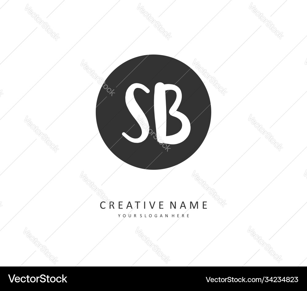 S b sb initial letter handwriting and signature Vector Image
