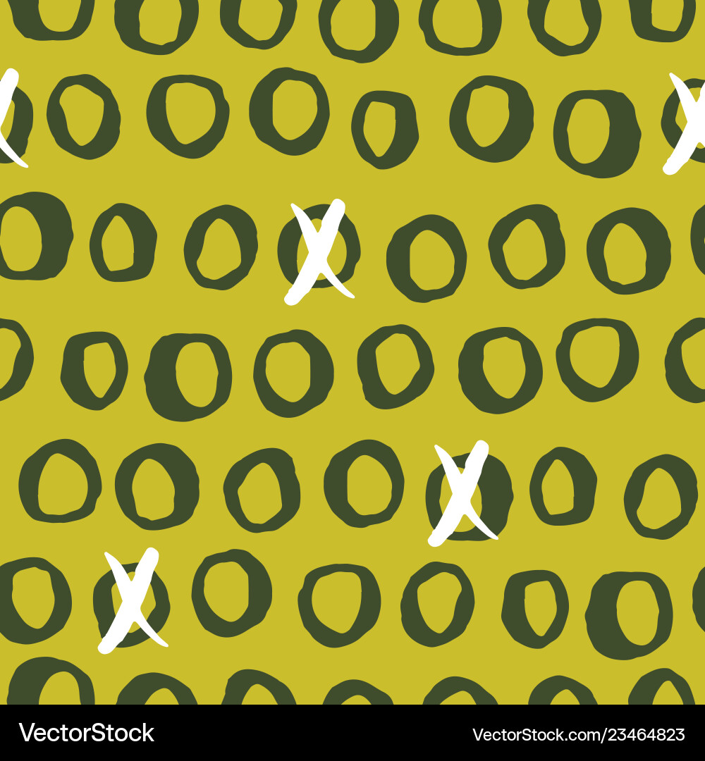 Seamless white and green xs and os pattern Vector Image