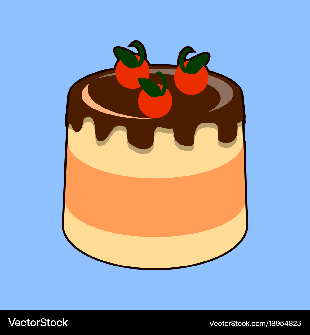 Small delicious cream cake with chocolate glaze Vector Image