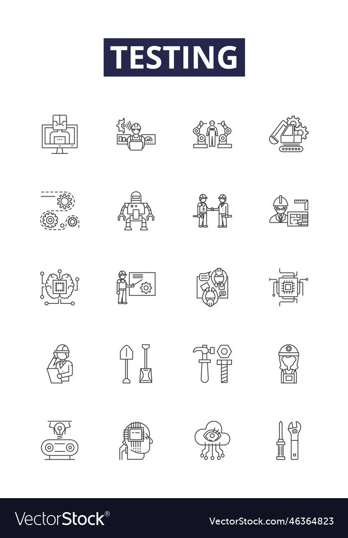 Testing line icons and signs assessing Royalty Free Vector