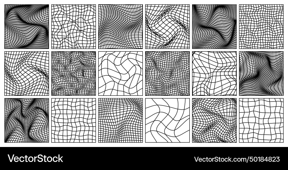 Wireframe shapes lined perspective mesh 3d grid Vector Image