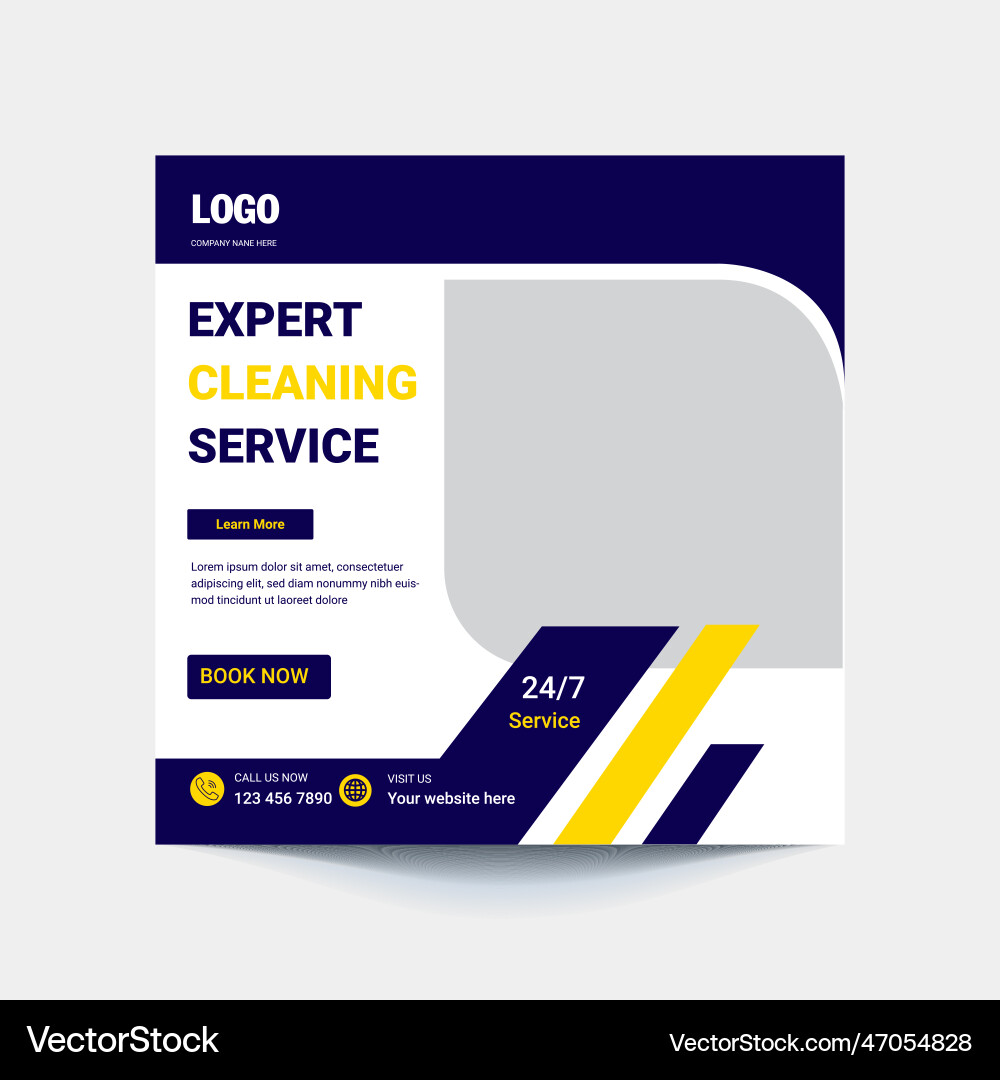 Cleaning service social media post template design