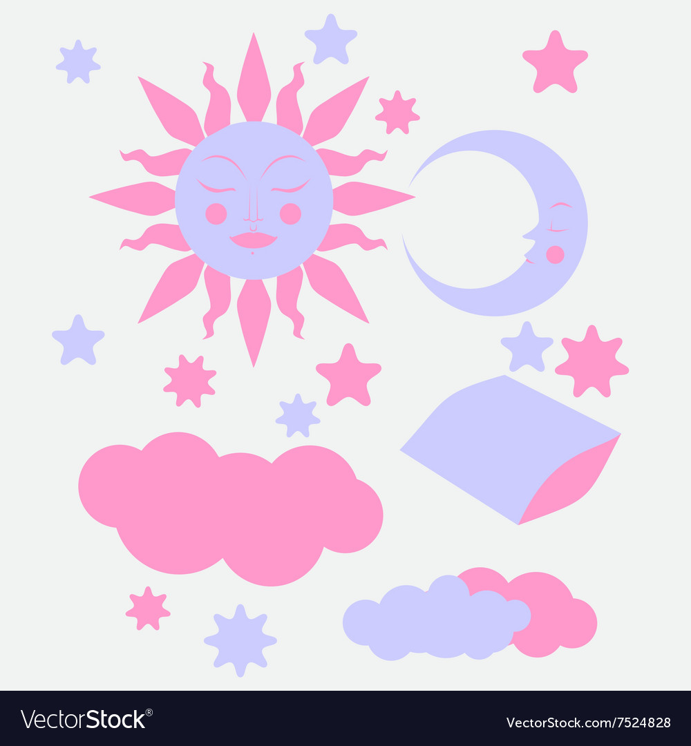 Hand drawn flat sleeping elements Royalty Free Vector Image