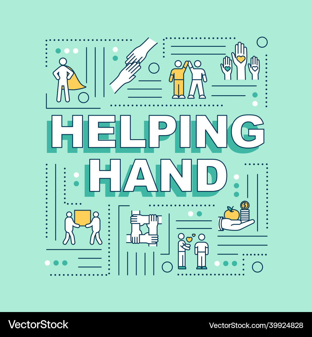 Helping hand word concepts banner social support Vector Image