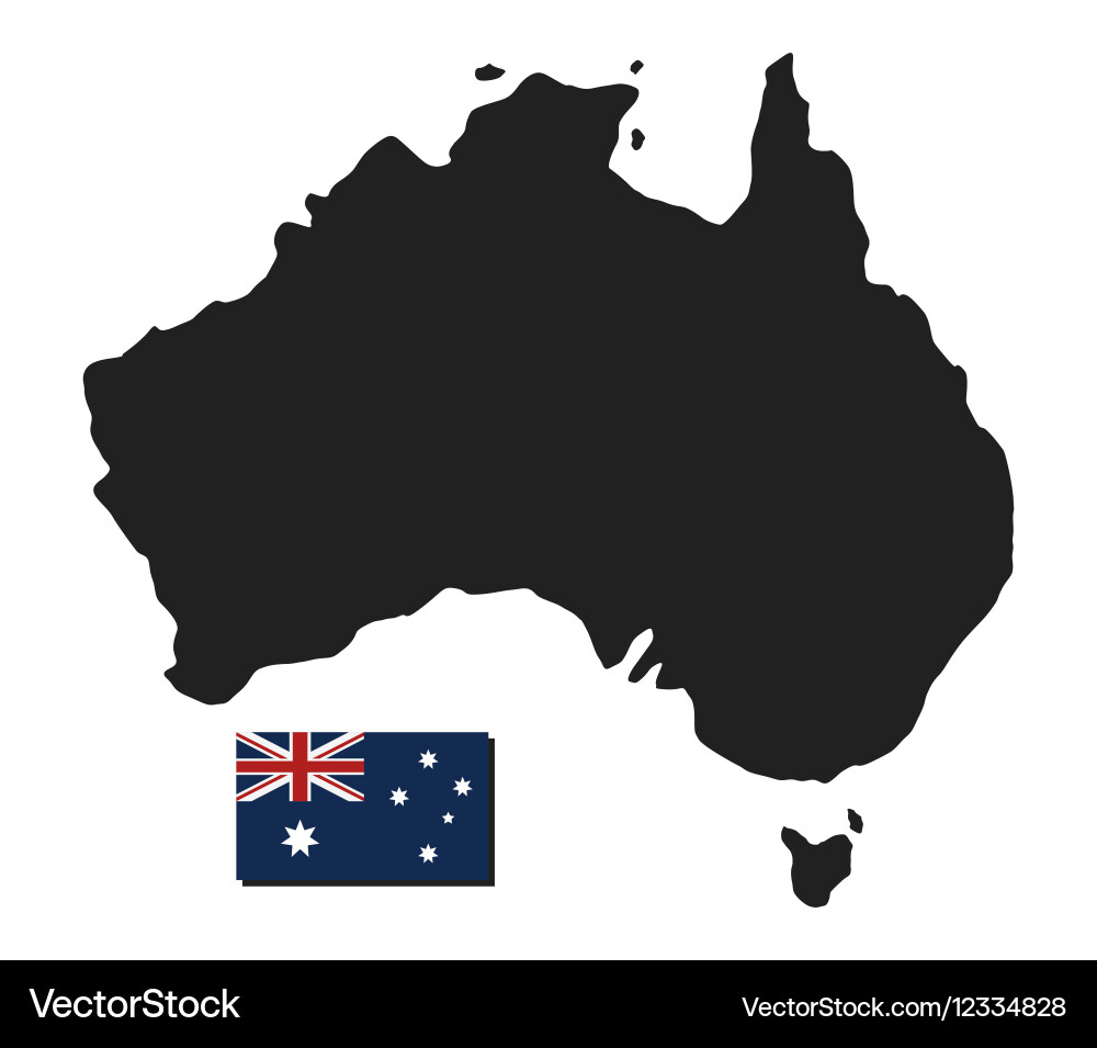 Map of australia with flag Royalty Free Vector Image