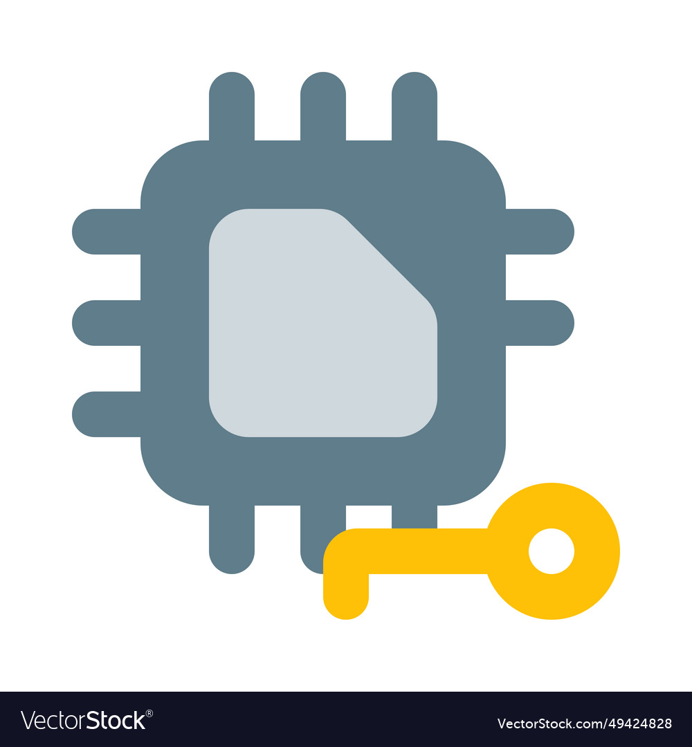 Microchip With Lock Feature For Encryption Vector Image