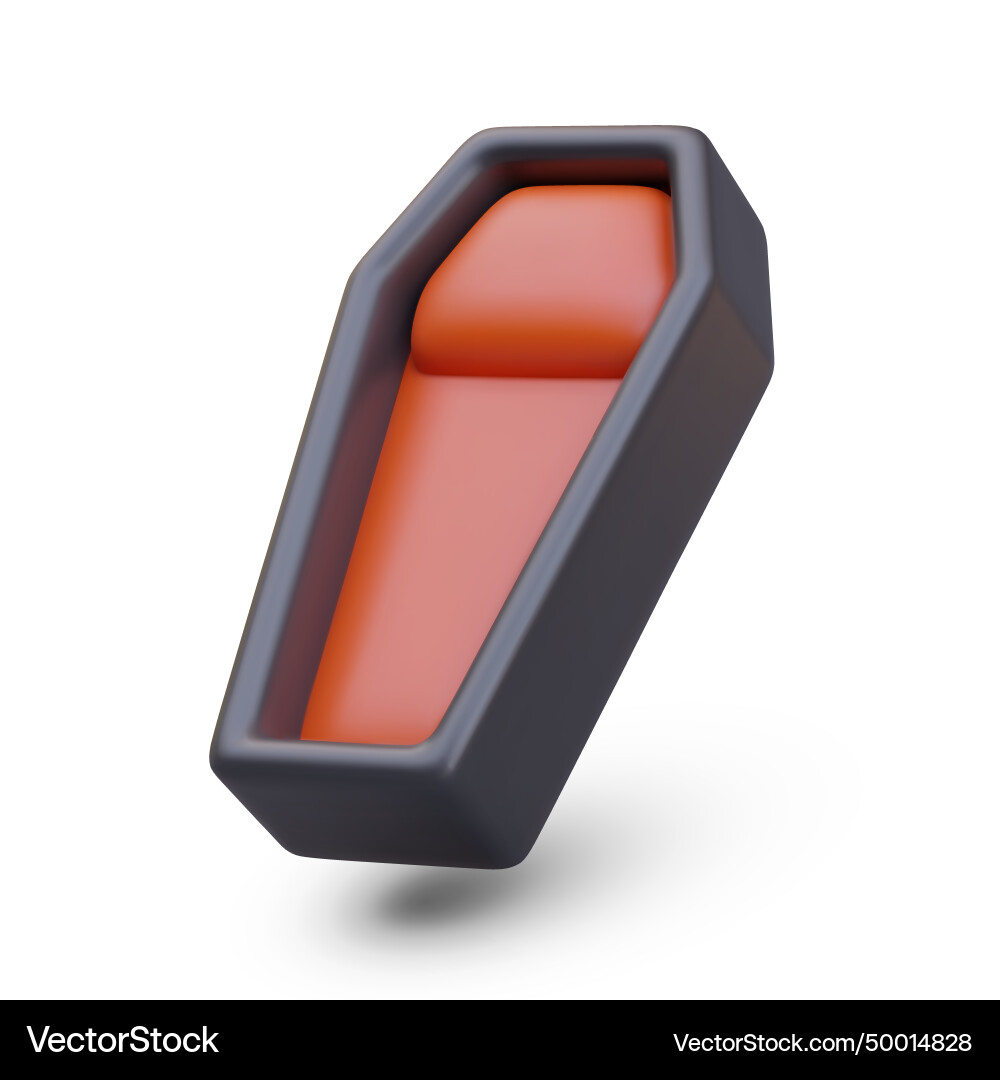 Miniature open black-red coffin on white Vector Image