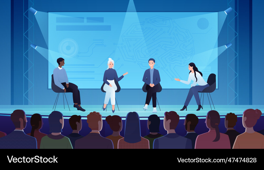 Science conference lecture with presentation of Vector Image