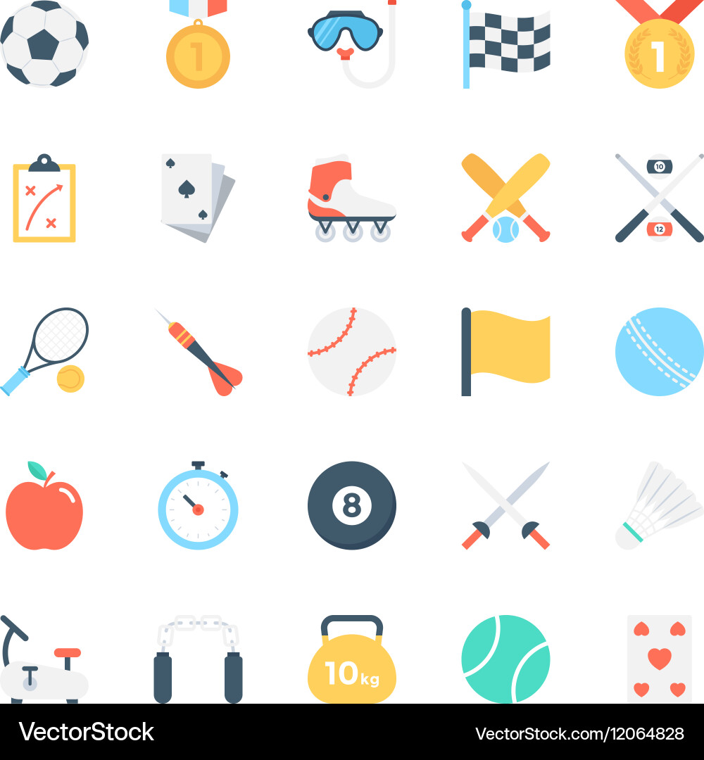 Sports Colored Icons 3 Royalty Free Vector Image