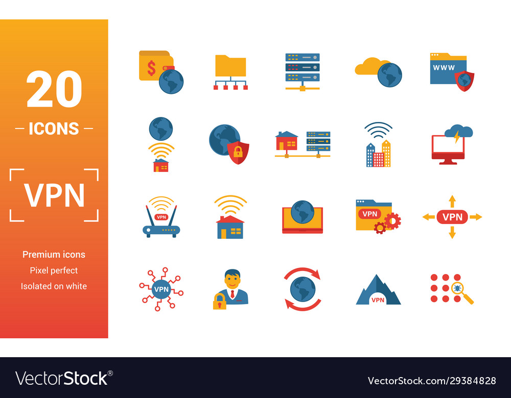 Vpn icon set include creative elements archiving Vector Image