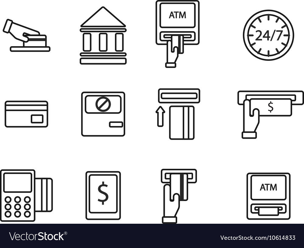 Atm icons set Royalty Free Vector Image - VectorStock