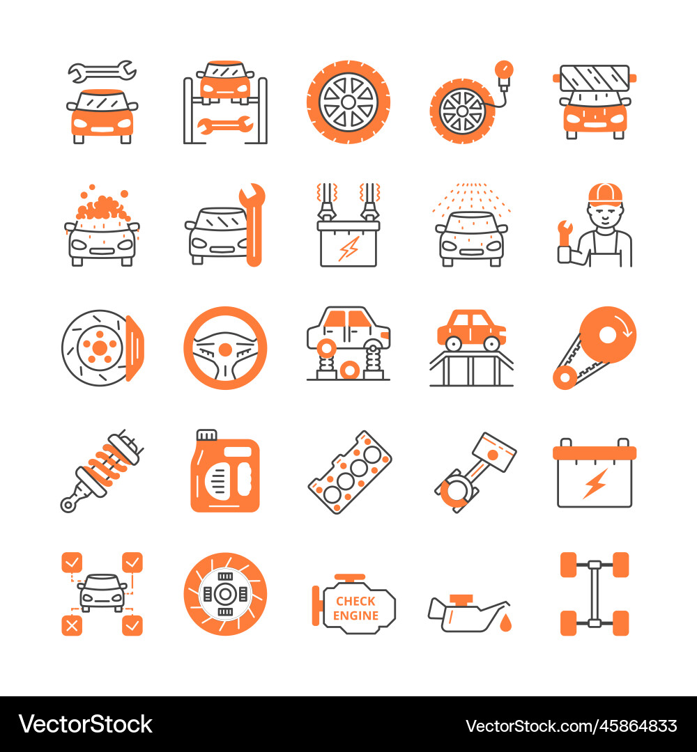 Car service color icons set Royalty Free Vector Image