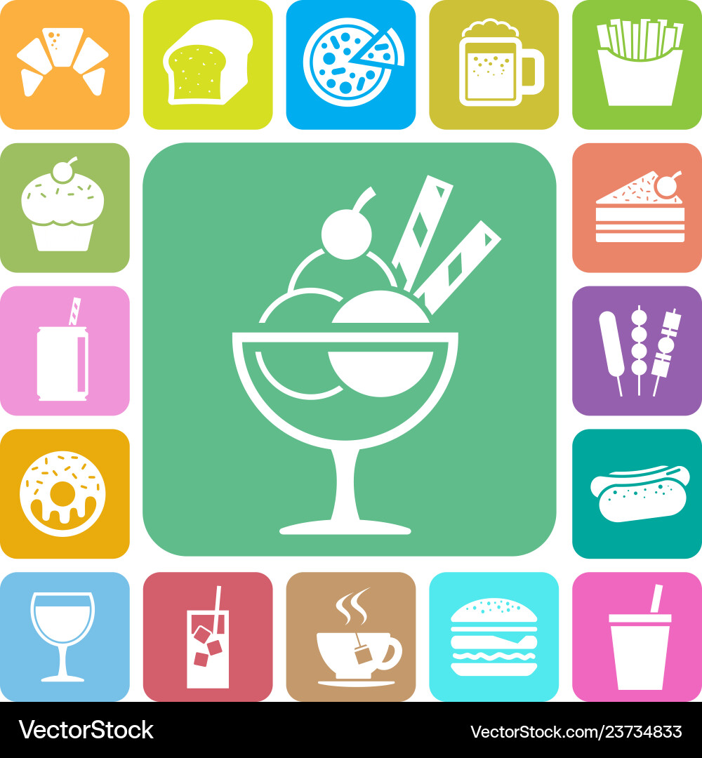 Fast food and dessert icon set Royalty Free Vector Image