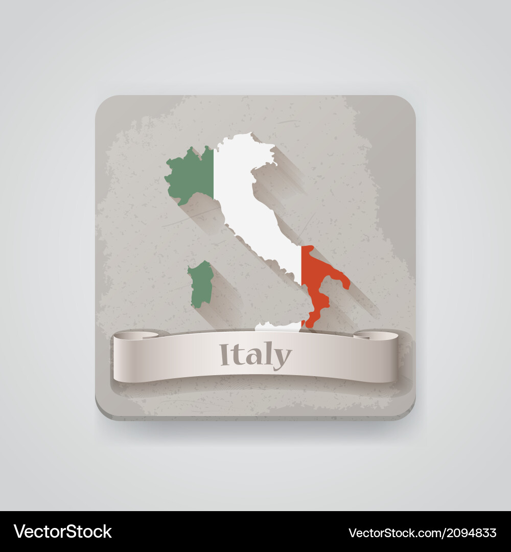 Icon of italy map with flag Royalty Free Vector Image