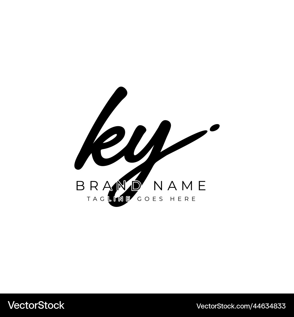 Initial ky letter signature handwritten Royalty Free Vector