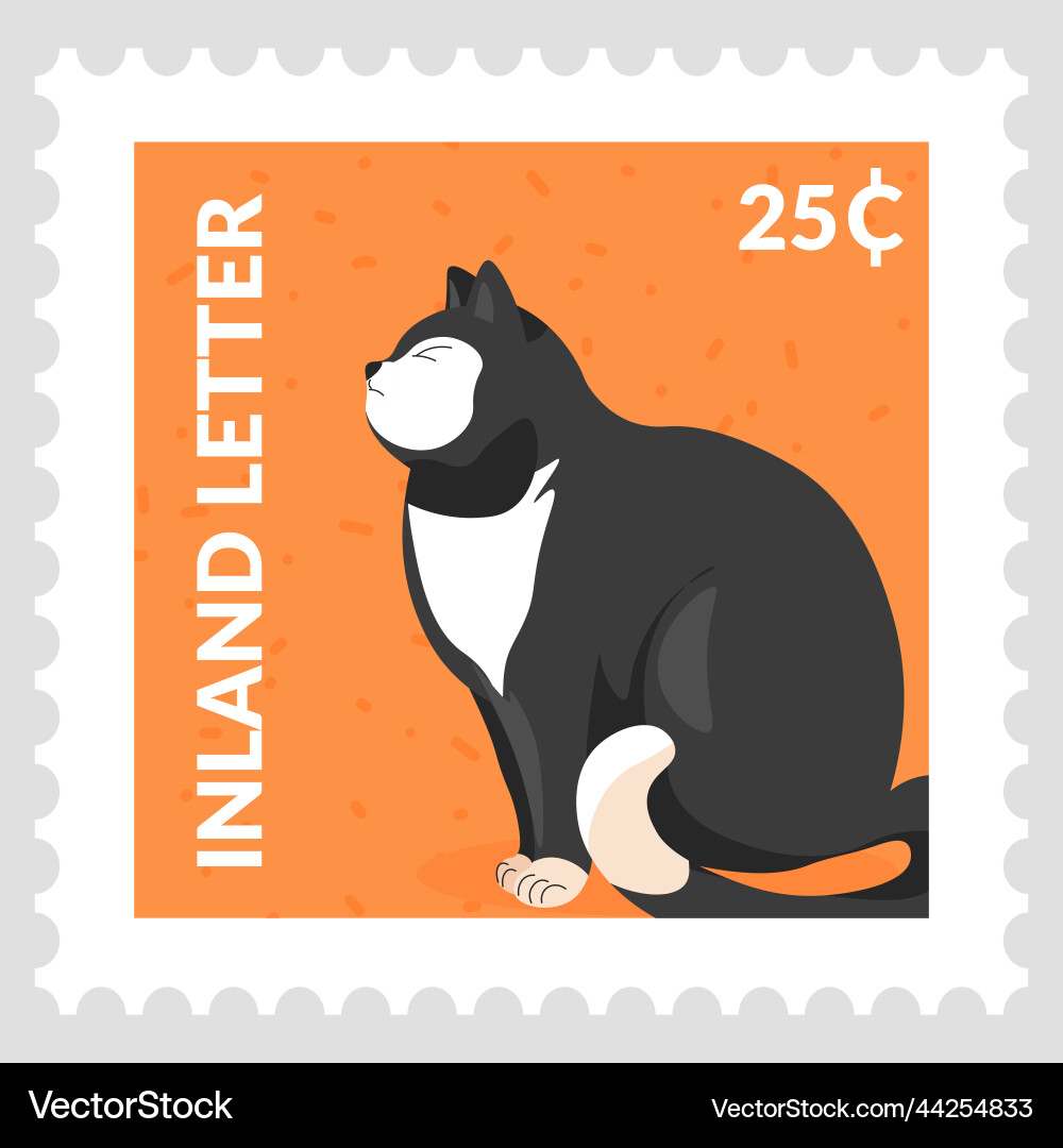 Inland letter correspondence mark with kitten Vector Image