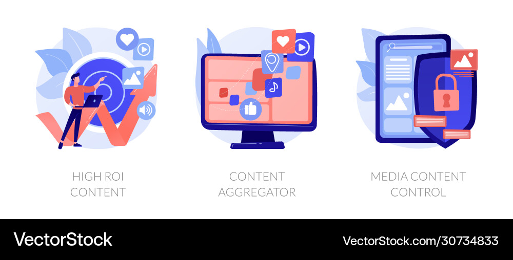Media content production concept metaphors Vector Image