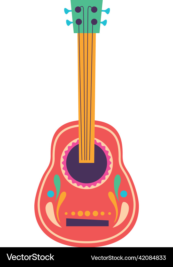 Mexican guitar instrument Royalty Free Vector Image