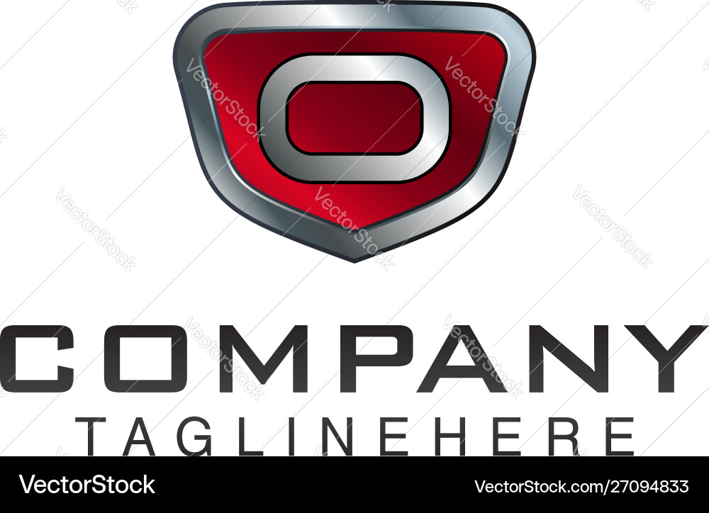 O letter shield logo template black and red color Vector Image