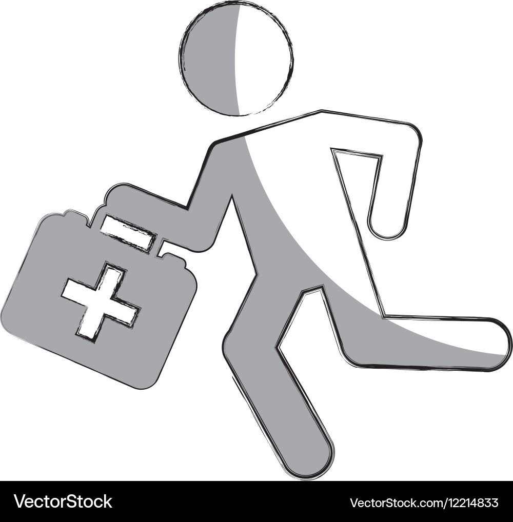Paramedic running with medical kit Royalty Free Vector Image