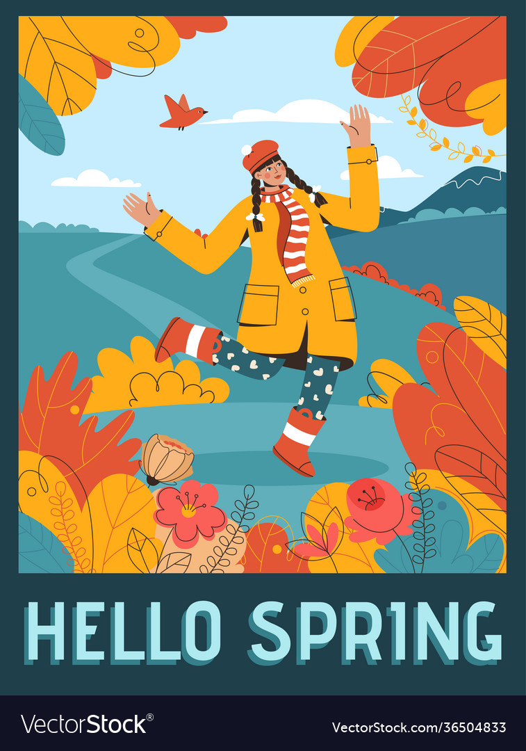 Poster hello spring concept Royalty Free Vector Image