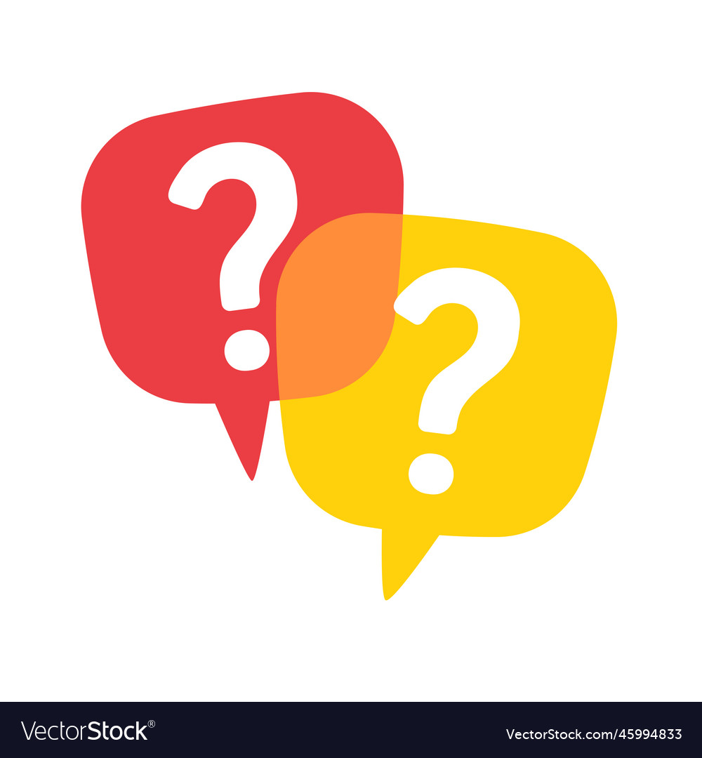 Speech bubbles with question marks doubt concept Vector Image