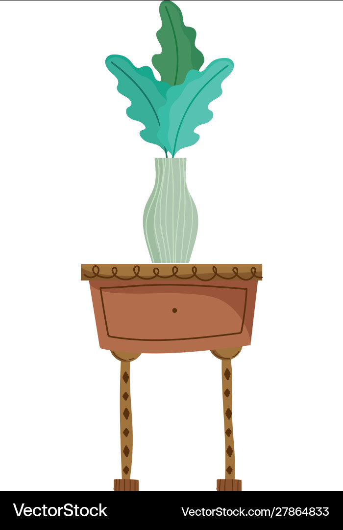 Table and vase plant decoration icon Royalty Free Vector