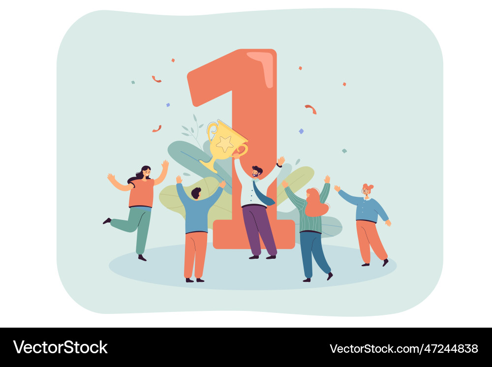 Business team taking first place and winning Vector Image