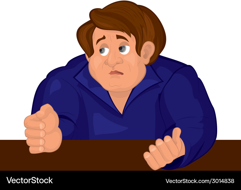 Cartoon sad man torso in blue top Royalty Free Vector Image