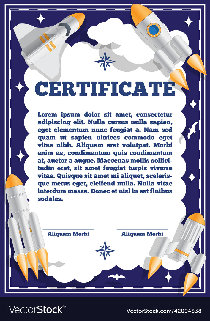 Children certificate for space theme Royalty Free Vector