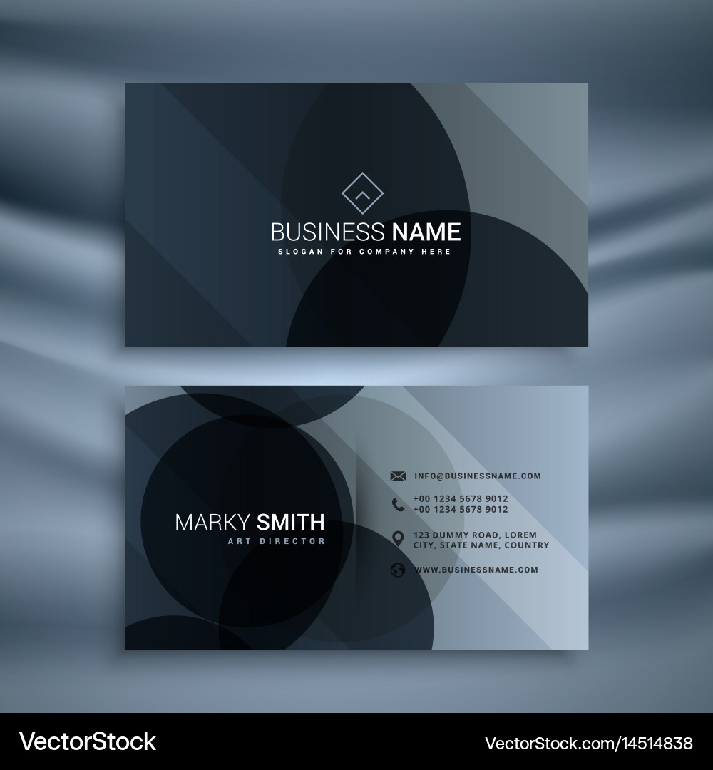 Dark black business card design template Vector Image