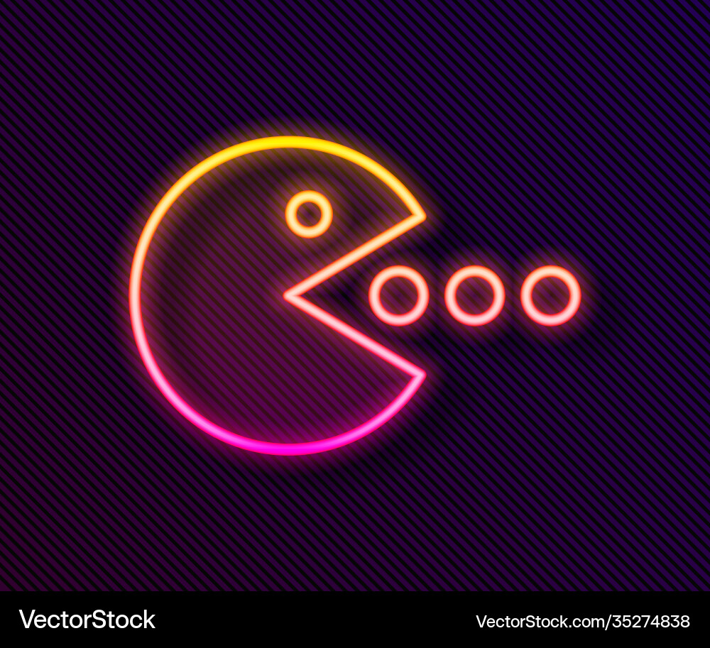 Glowing neon line pacman with eat icon isolated Vector Image