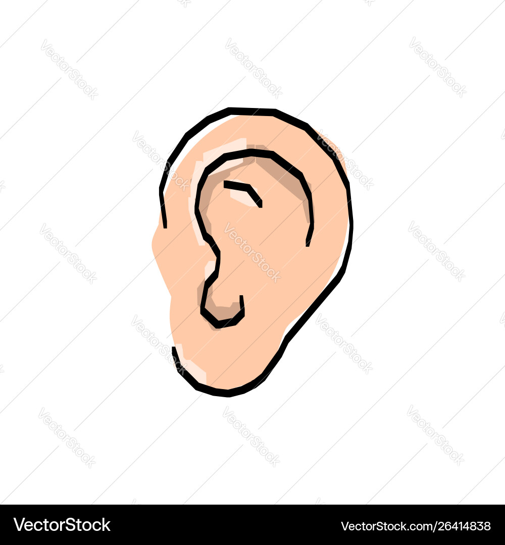 Hand drawn ear sketch symbol listen Royalty Free Vector