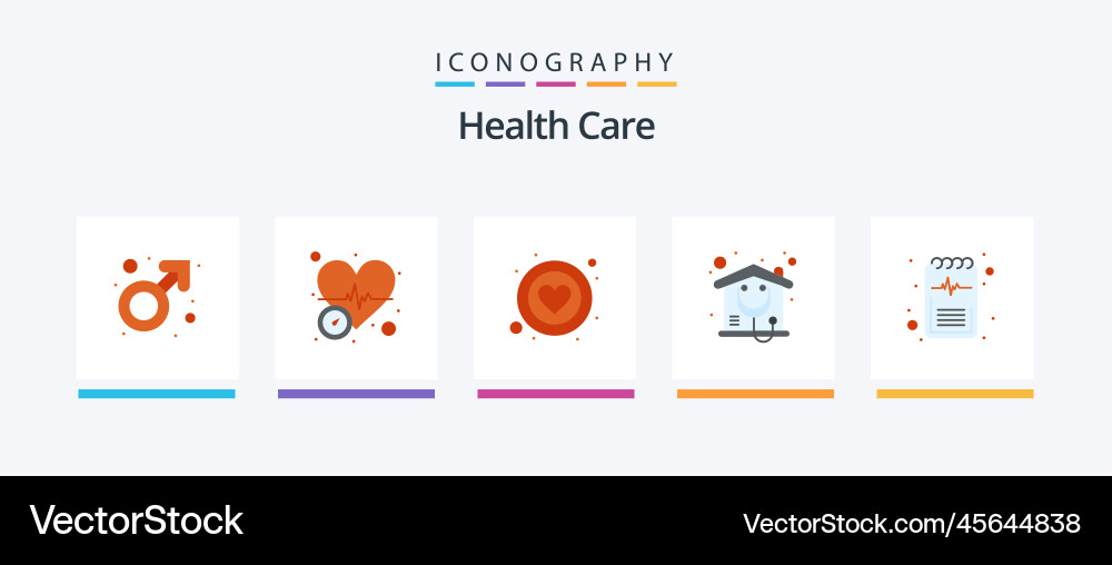 Health care flat 5 icon pack including Royalty Free Vector
