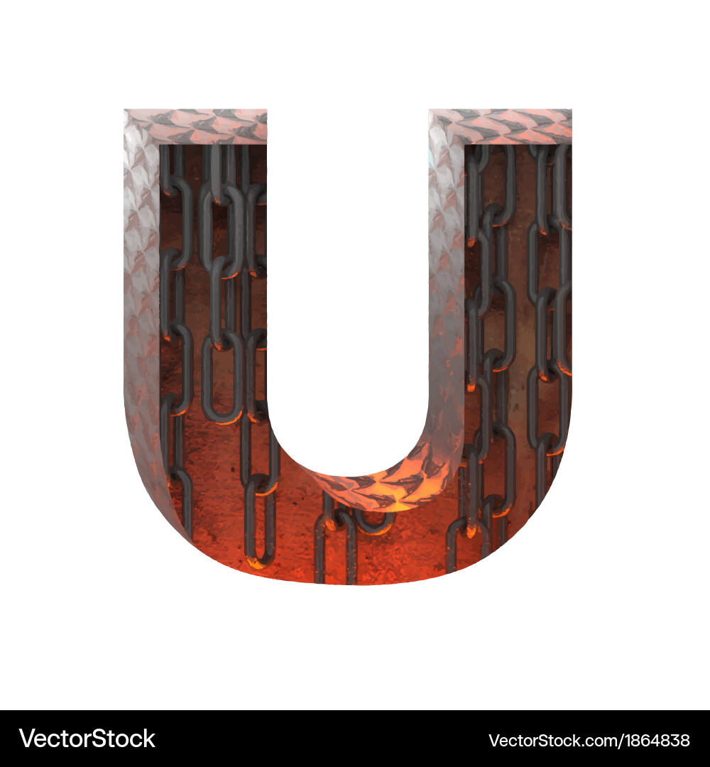 Hot metal cutted figure u Paste to any background Vector Image