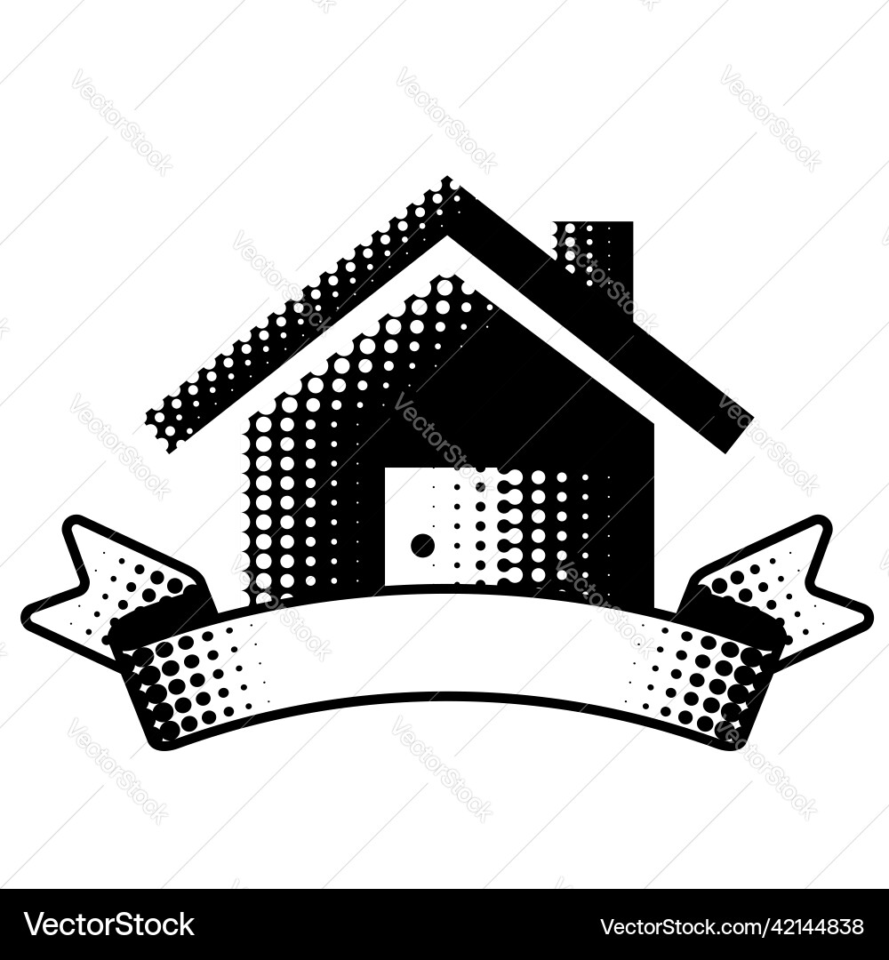 House symbol with ribbon Royalty Free Vector Image