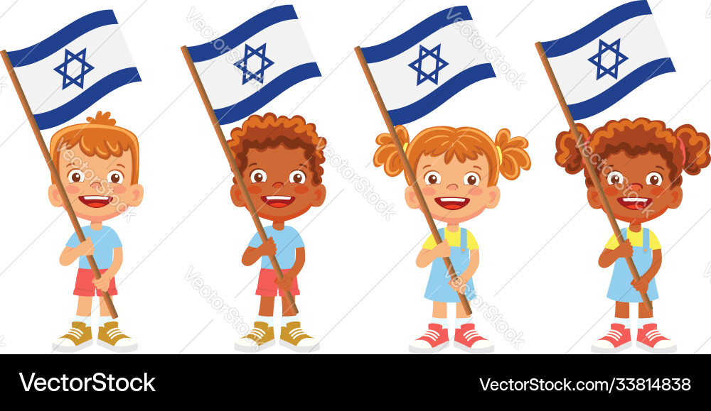 Israel flag in hand set Royalty Free Vector Image