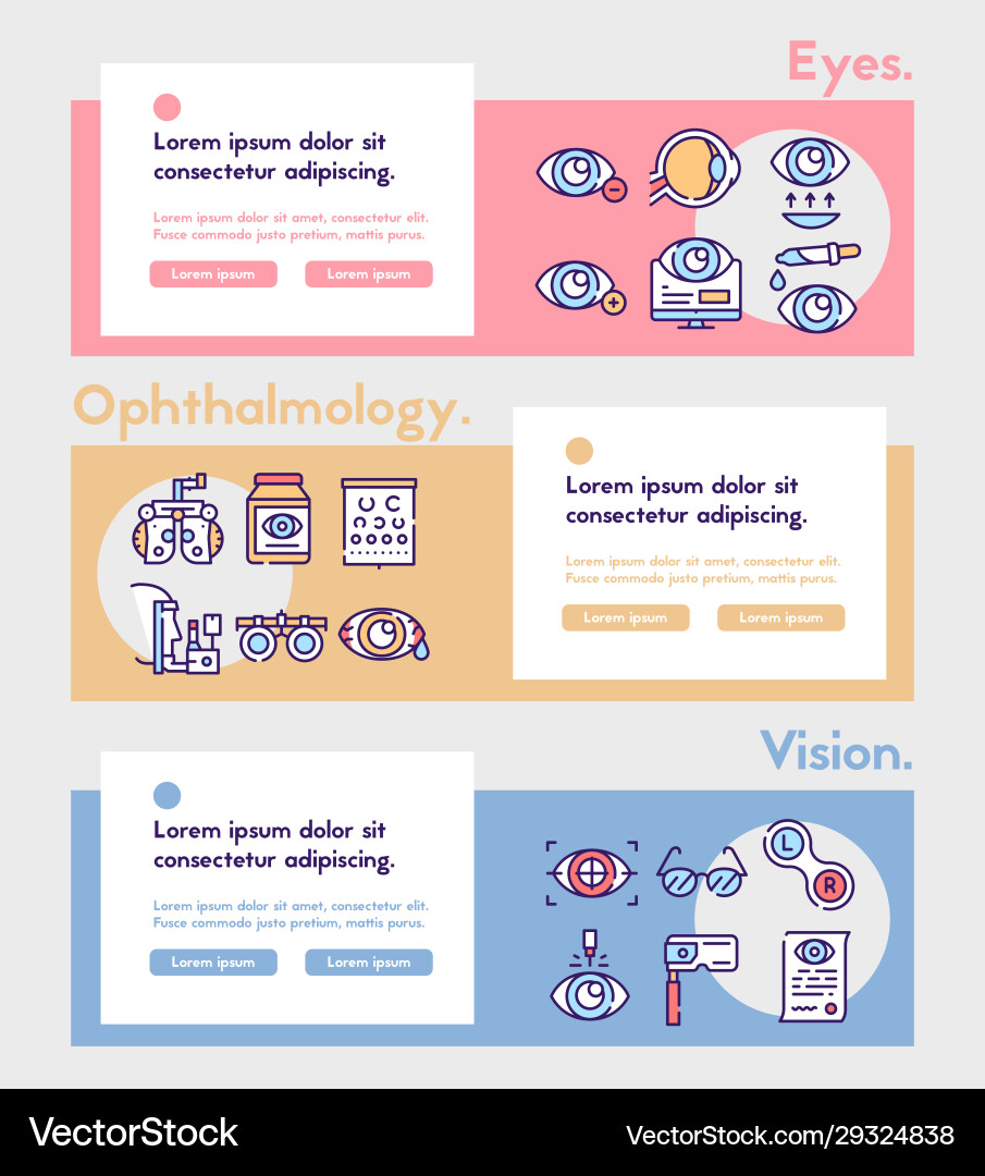 Ophthalmology color linear icons set Royalty Free Vector