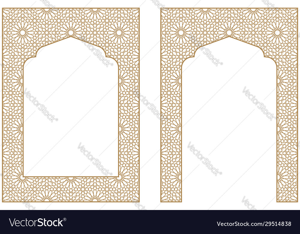 Rectangular frame with traditional arabic Vector Image